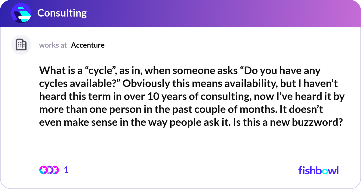 What is a “cycle”, as in, when someone asks “Do yo... | Fishbowl