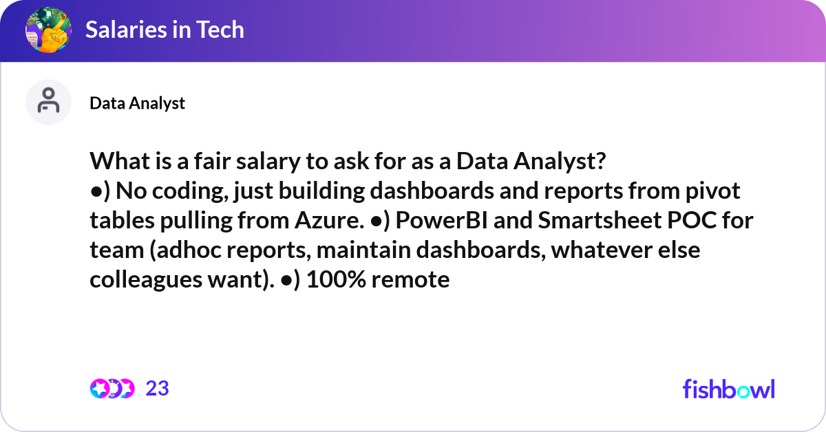 What is a fair salary to ask for as a Data Analyst... | Fishbowl