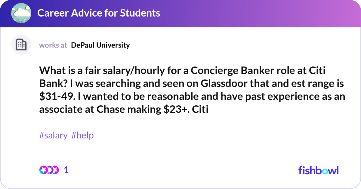What is a fair salary/hourly for a Concierge Banke... | Fishbowl