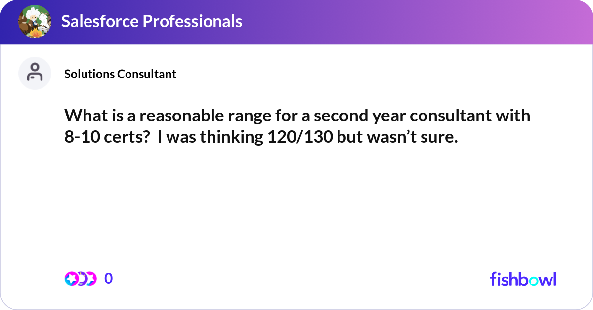 What is a reasonable range for a second year consu... | Fishbowl