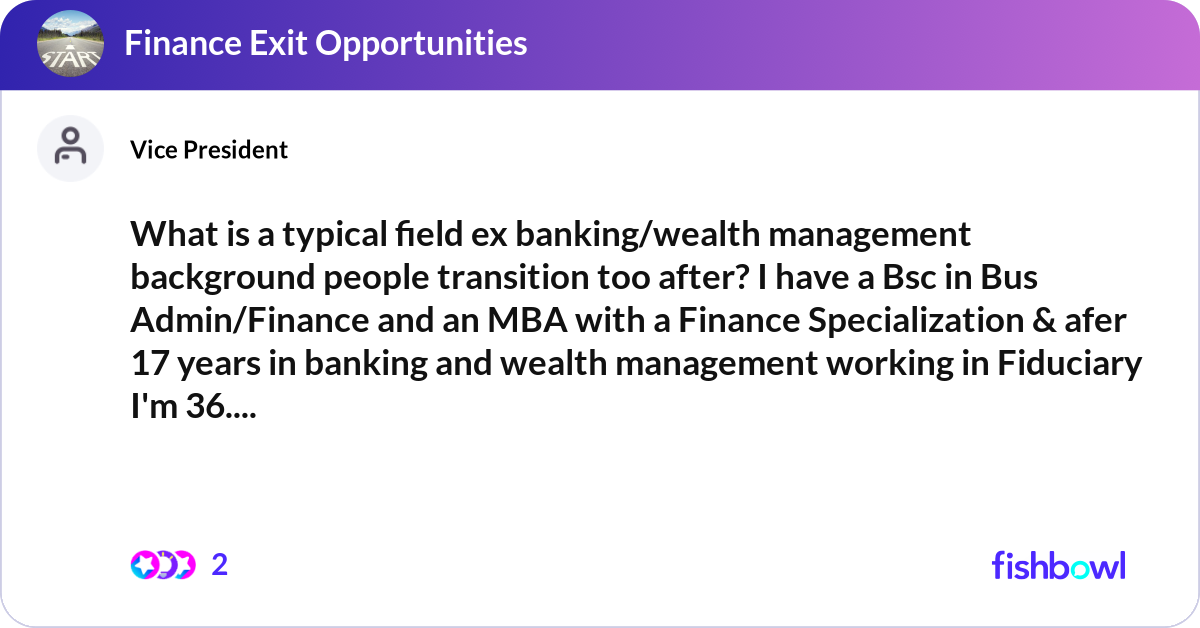 What is a typical field ex banking/wealth manageme... | Fishbowl