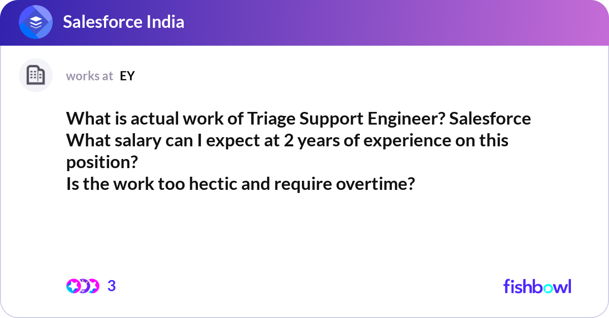 What is actual work of Triage Support Engineer? Sa... | Fishbowl