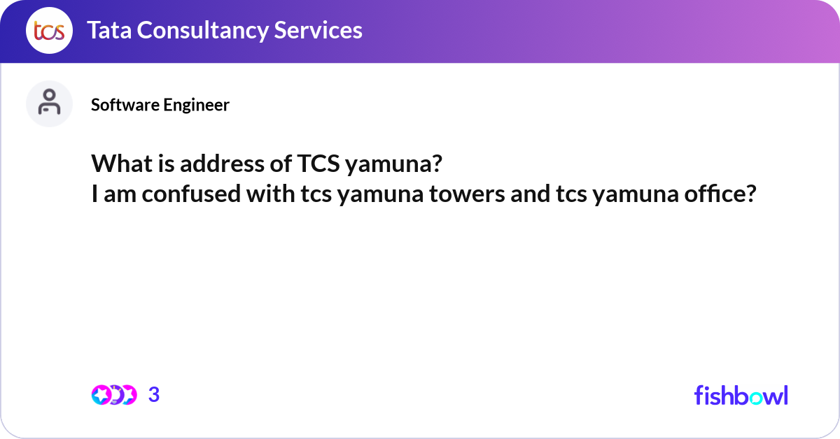 What is address of TCS yamuna? I am confused with ... | Fishbowl