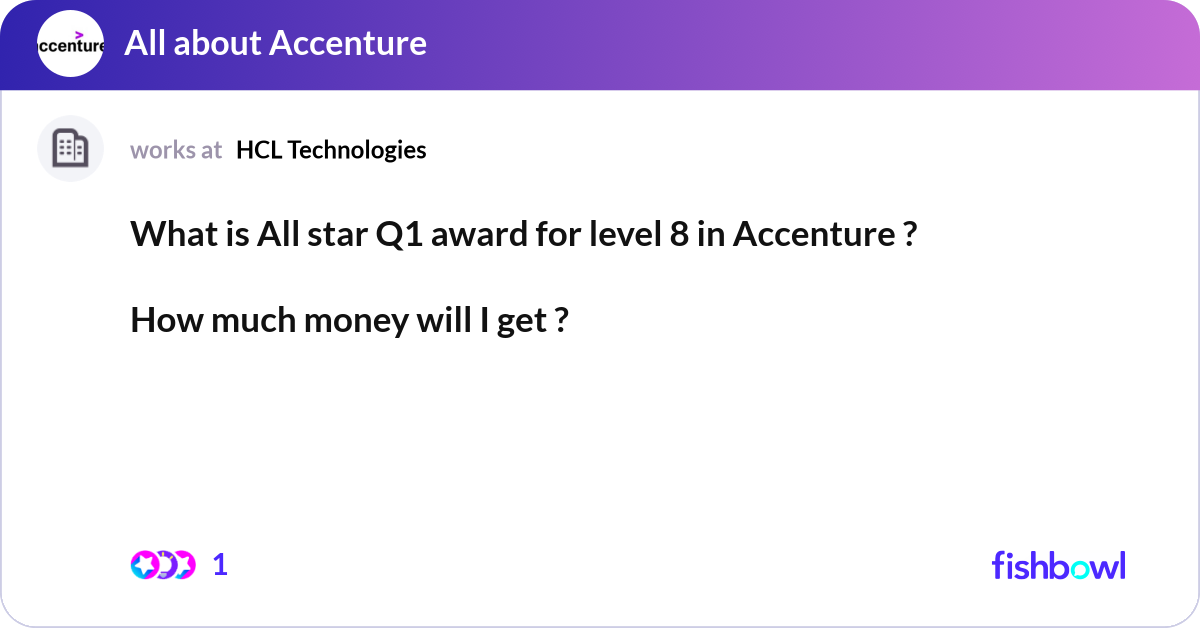 What is All star Q1 award for level 8 in Accenture... | Fishbowl
