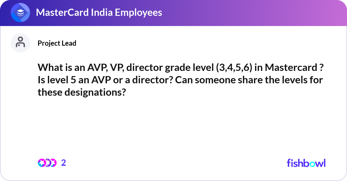 What is an AVP, VP, director grade level (3,4,5,6)... | Fishbowl