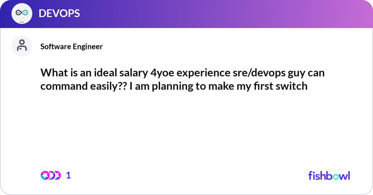 What is an ideal salary 4yoe experience sre/devops... | Fishbowl