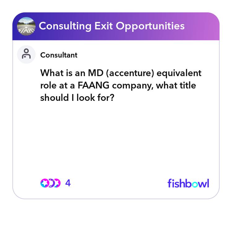 What is an MD (accenture) equivalent role at a FAA... | Fishbowl