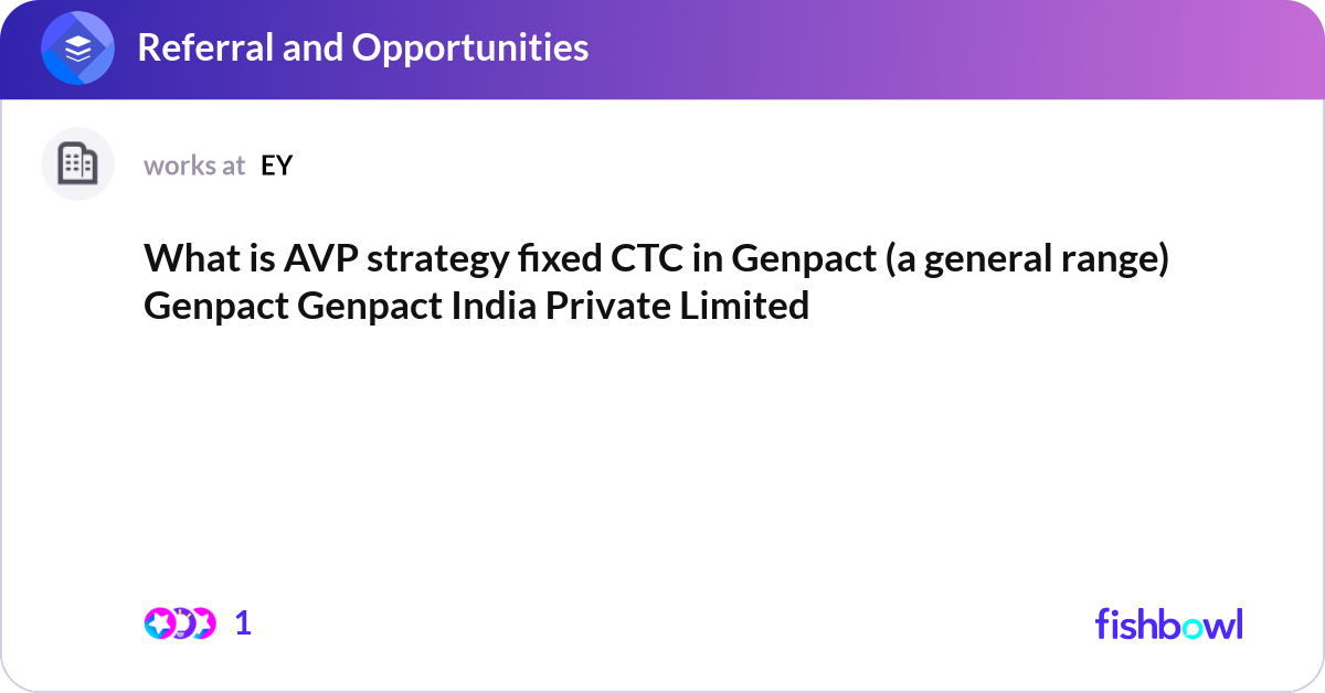 What is AVP strategy fixed CTC in Genpact (a gener... | Fishbowl