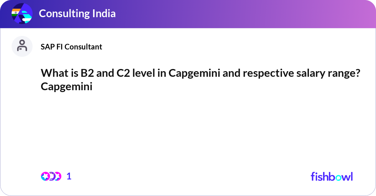 What is B2 and C2 level in Capgemini and respectiv... | Fishbowl