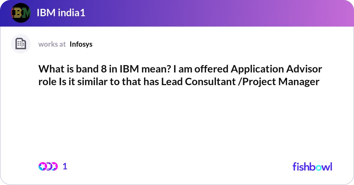 What is band 8 in IBM mean? I am offered Applicati... | Fishbowl
