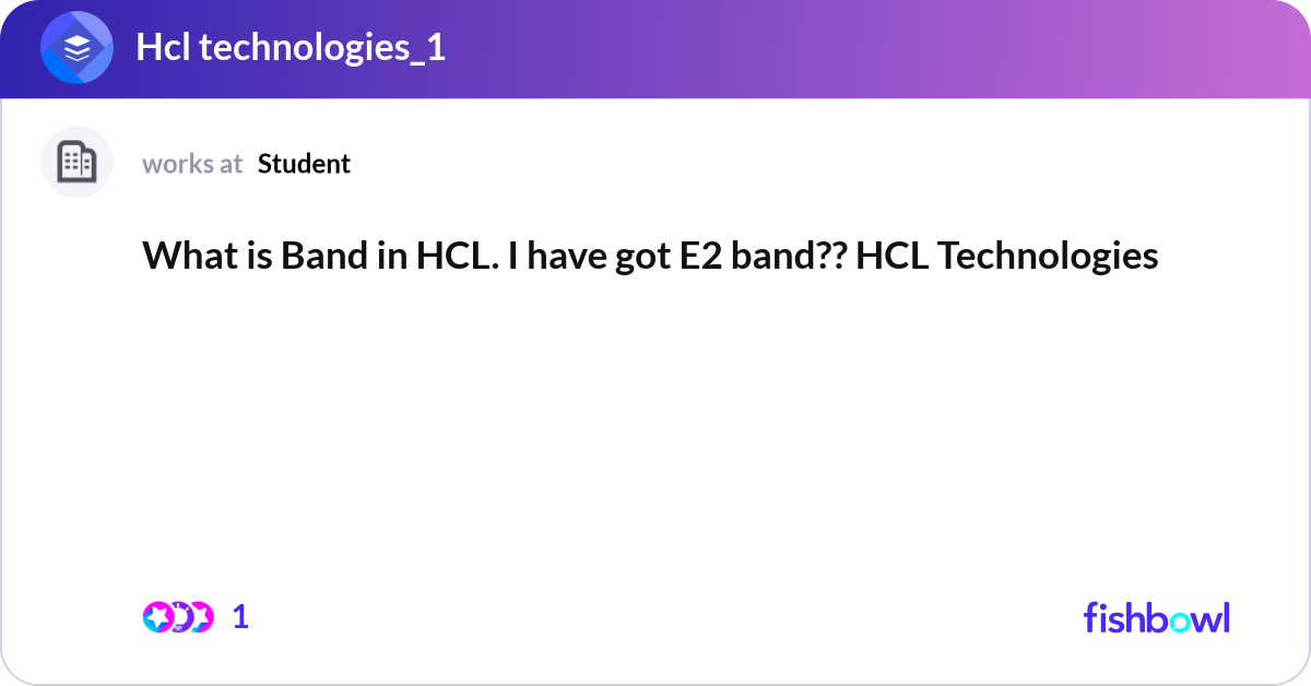 What is Band in HCL. I have got E2 band?? HCL Tech... | Fishbowl