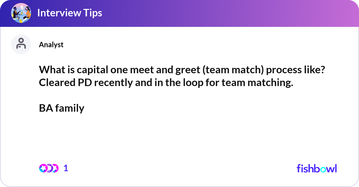 What is capital one meet and greet (team match) pr... | Fishbowl
