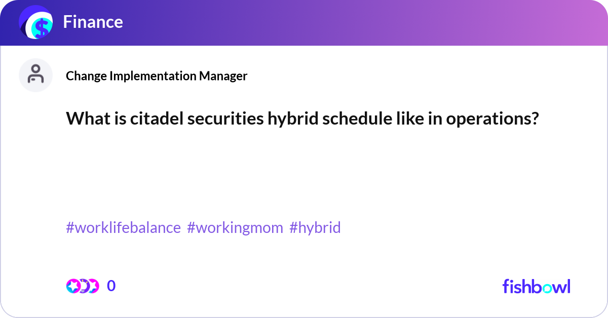 What is citadel securities hybrid schedule like in... | Fishbowl