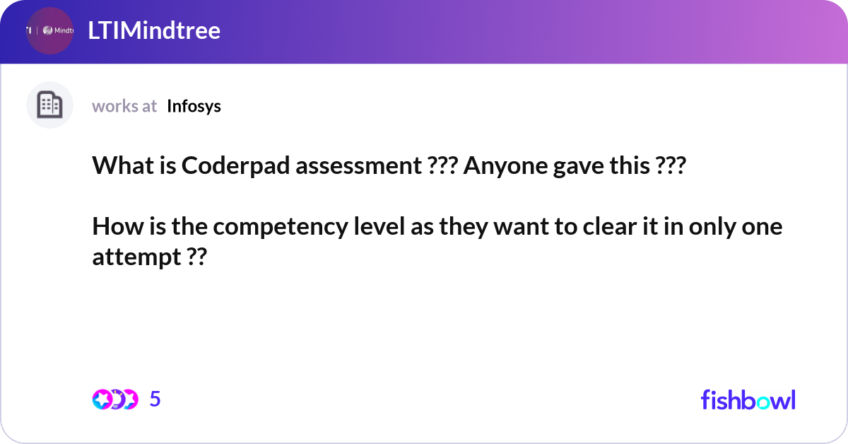 What is Coderpad assessment ??? Anyone gave this ?... | Fishbowl