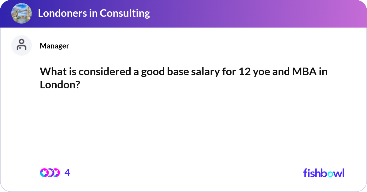 What is considered a good base salary for 12 yoe a... | Fishbowl