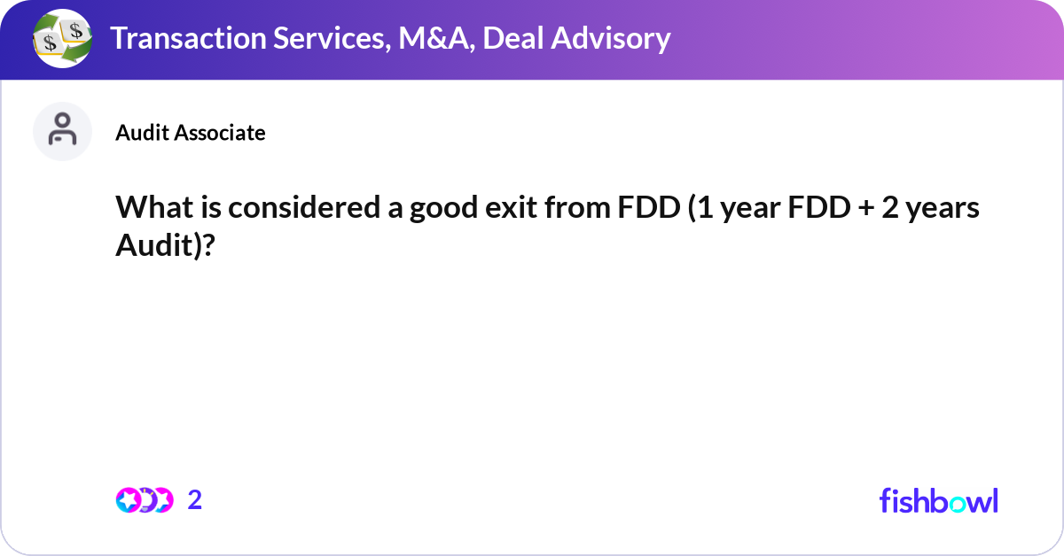 What is considered a good exit from FDD (1 year FD... | Fishbowl