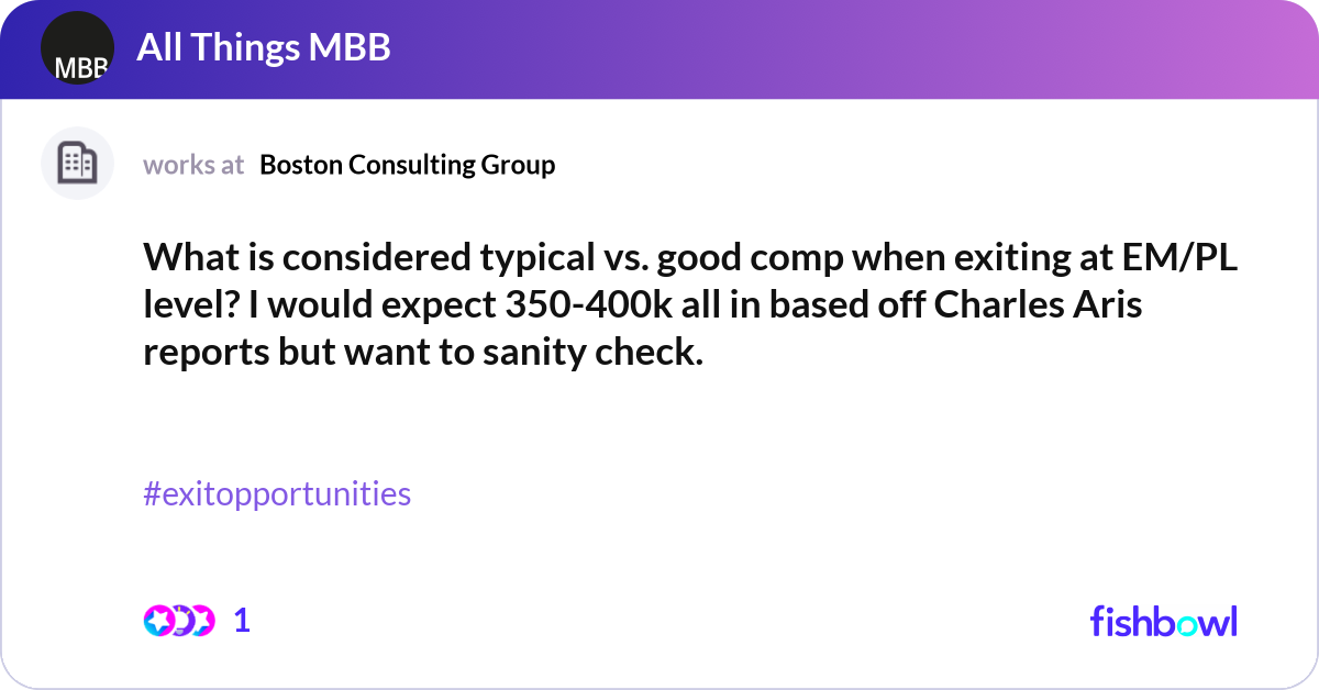 What is considered typical vs. good comp when exit... | Fishbowl