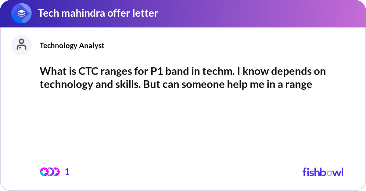 What is CTC ranges for P1 band in techm. I know de... | Fishbowl
