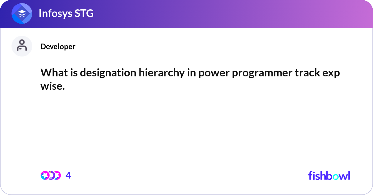 What is designation hierarchy in power programmer ... | Fishbowl