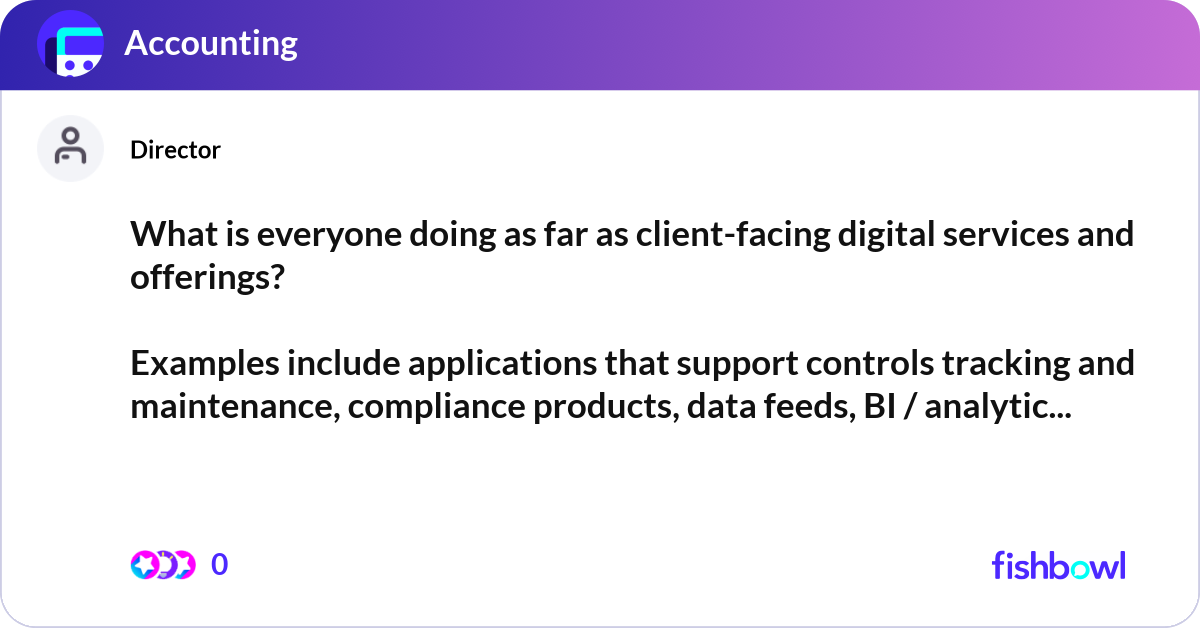 What is everyone doing as far as client-facing dig... | Fishbowl