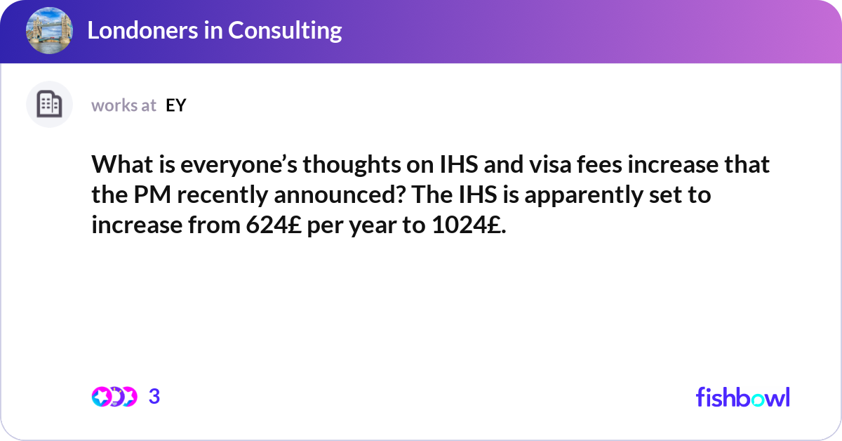 What is everyone’s thoughts on IHS and visa fees i... | Fishbowl