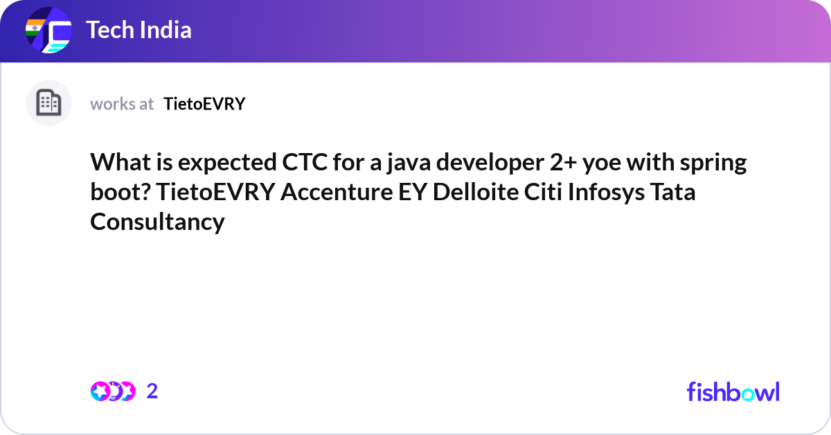 What is expected CTC for a java developer 2+ yoe w... | Fishbowl