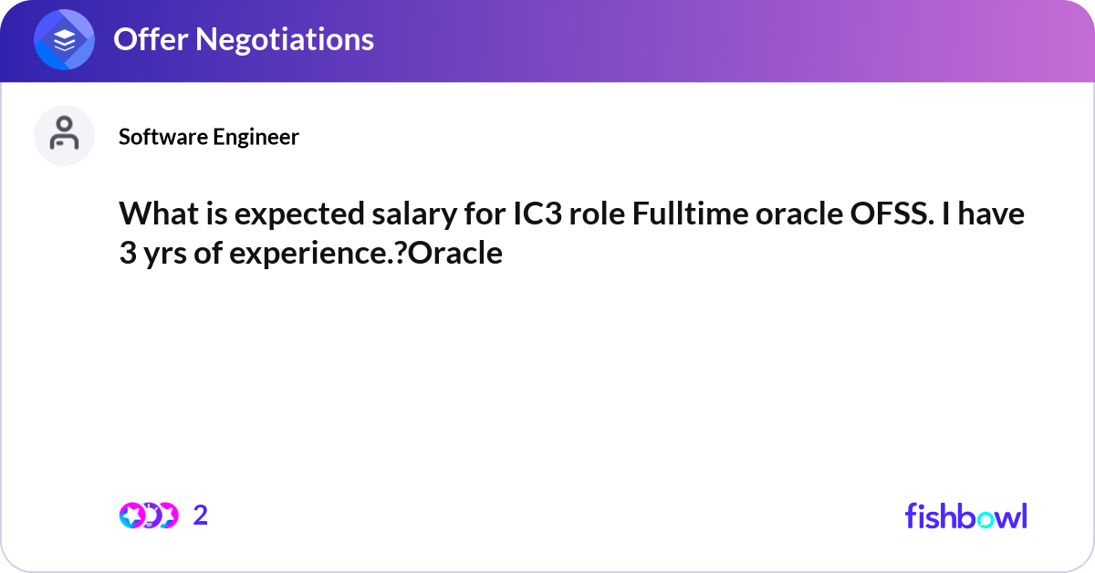 What is expected salary for IC3 role Fulltime orac... | Fishbowl