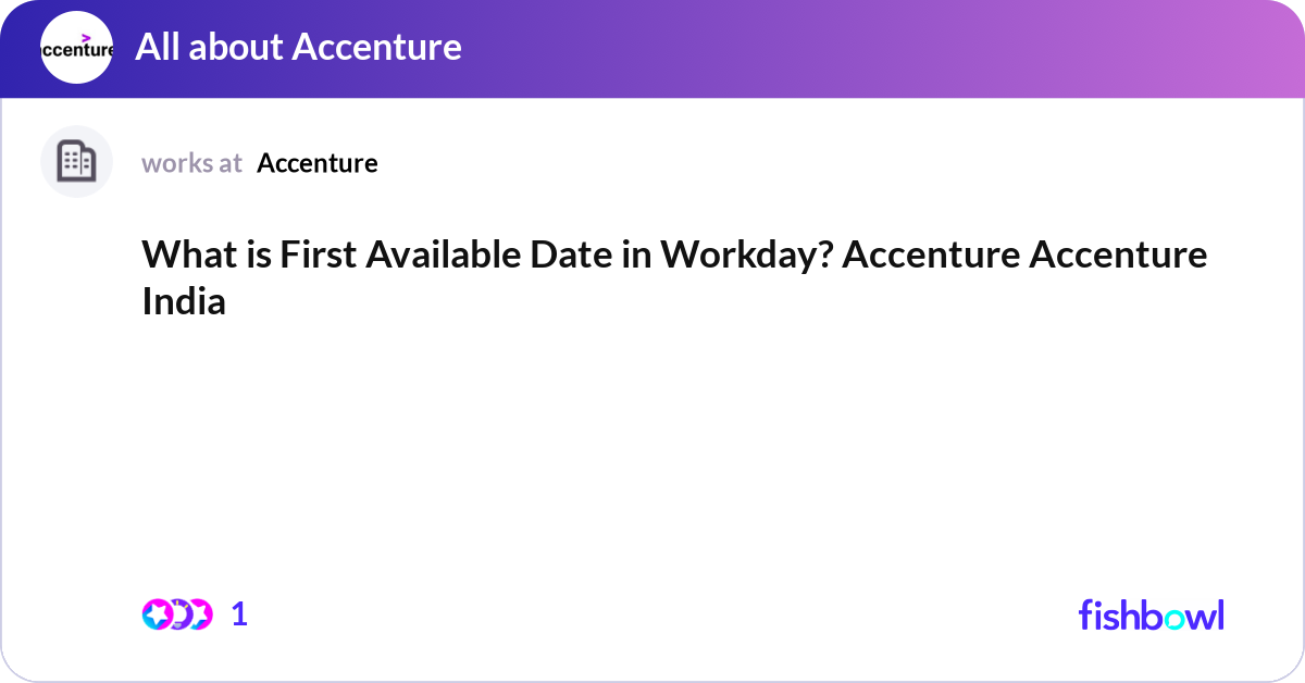 What is First Available Date in Workday? Accenture... | Fishbowl