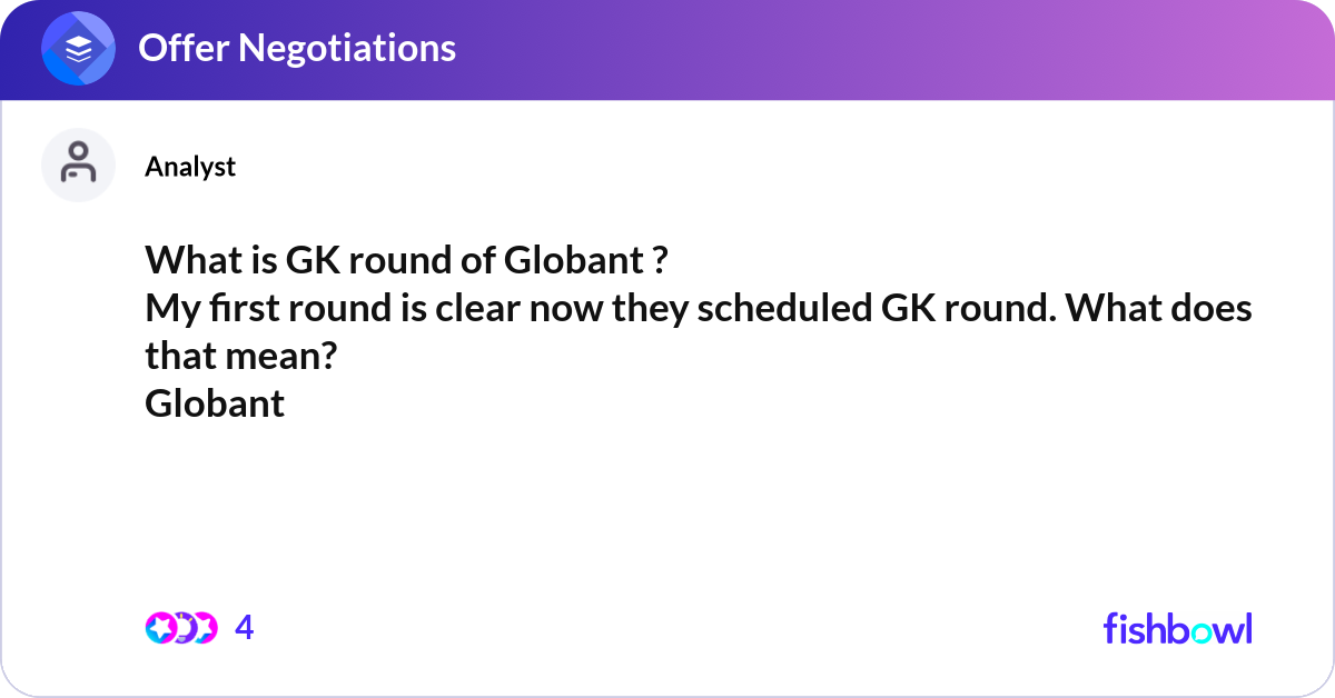 What is GK round of Globant ? My first round is cl... | Fishbowl