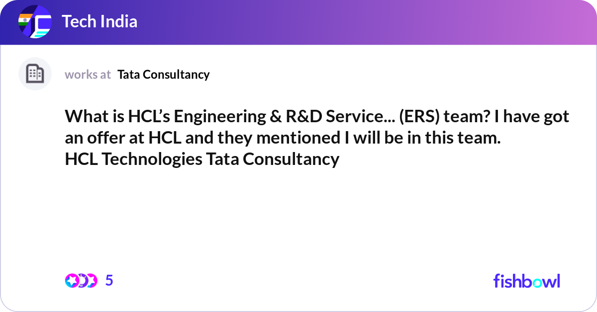 What is HCL’s Engineering & R&D Services (ERS) tea... | Fishbowl