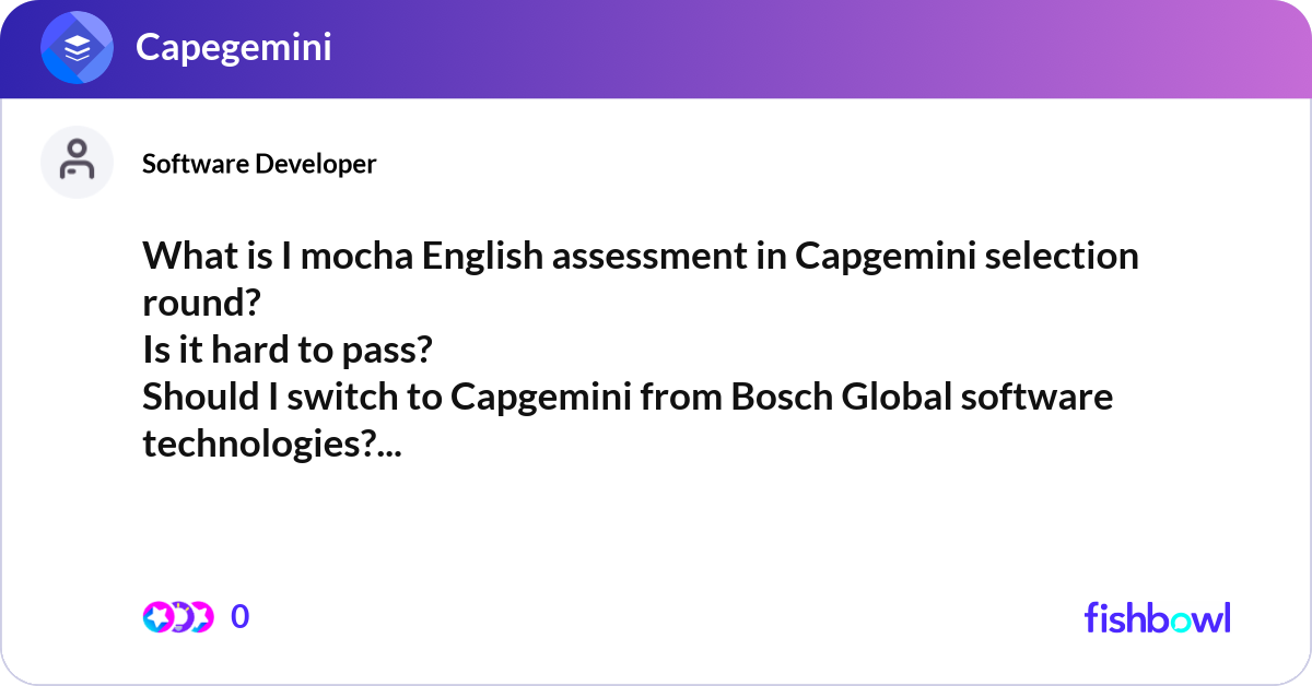 What is I mocha English assessment in Capgemini se... | Fishbowl