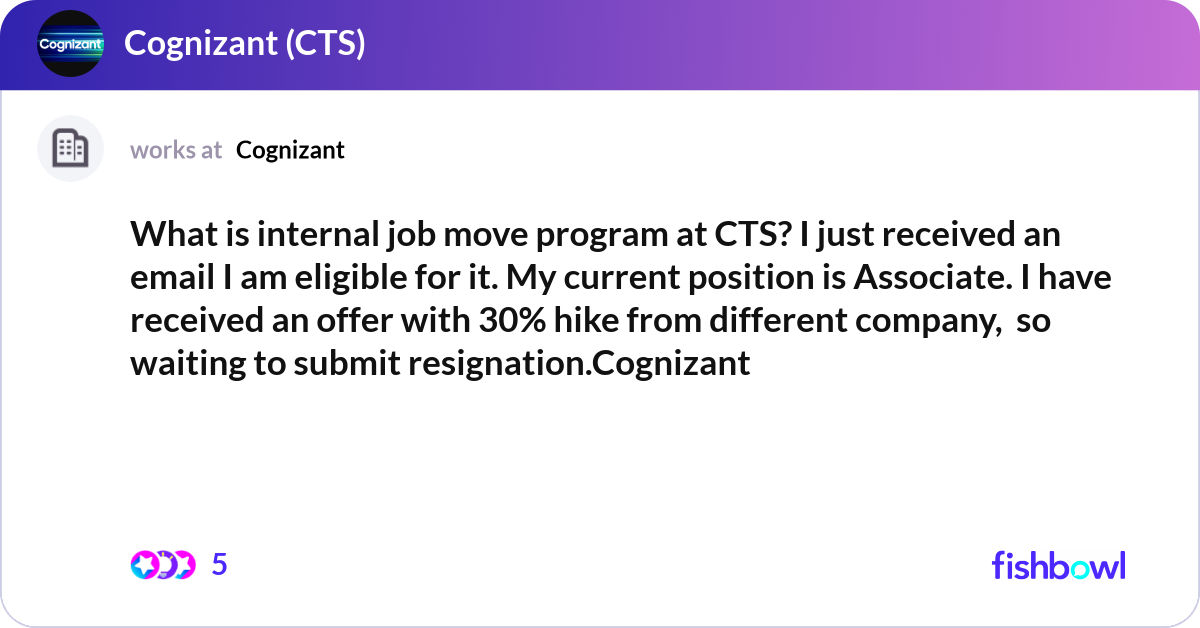 What is internal job move program at CTS? I just r... | Fishbowl
