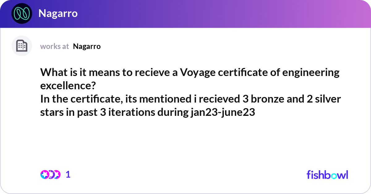 What is it means to recieve a Voyage certificate o... | Fishbowl