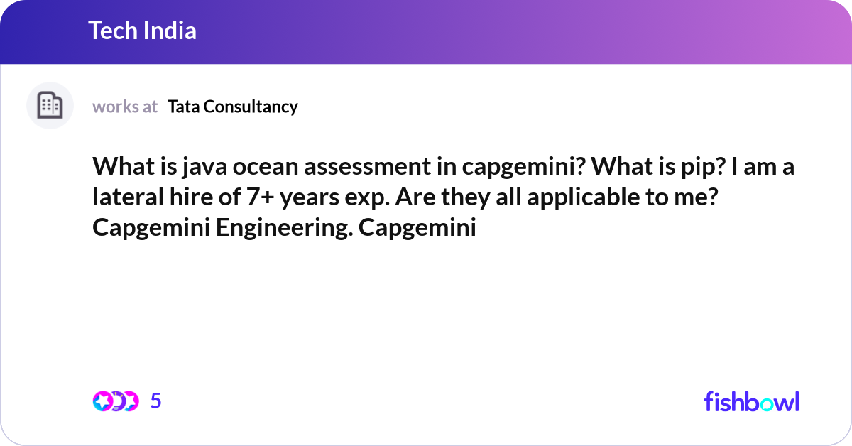 What is java ocean assessment in capgemini? What i... | Fishbowl