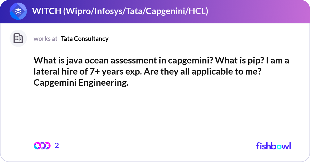 What is java ocean assessment in capgemini? What i... | Fishbowl