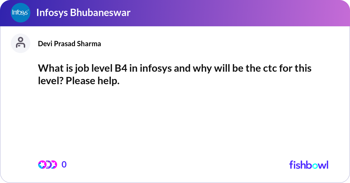 What is job level B4 in infosys and why will be th... | Fishbowl
