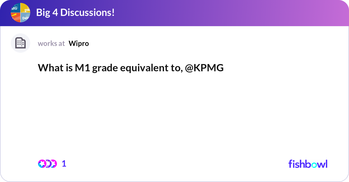 What is M1 grade equivalent to, @KPMG | Fishbowl