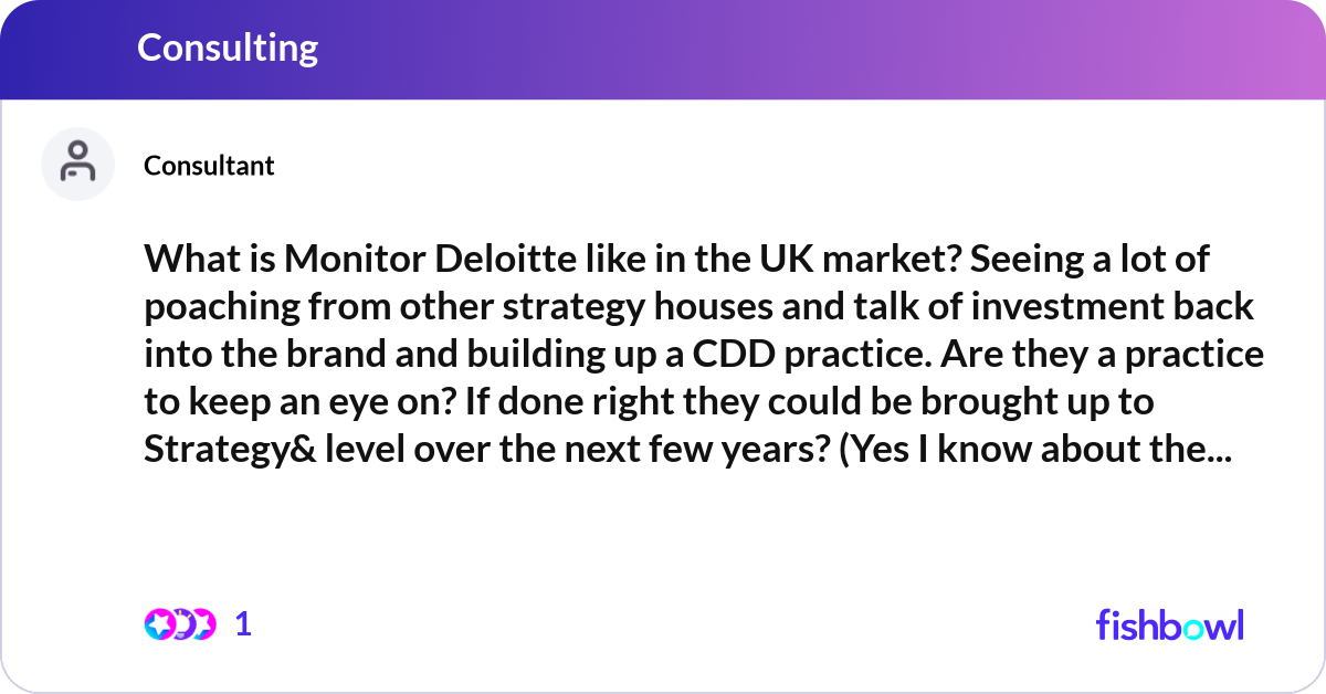 What is Monitor Deloitte like in the UK market? Se... | Fishbowl
