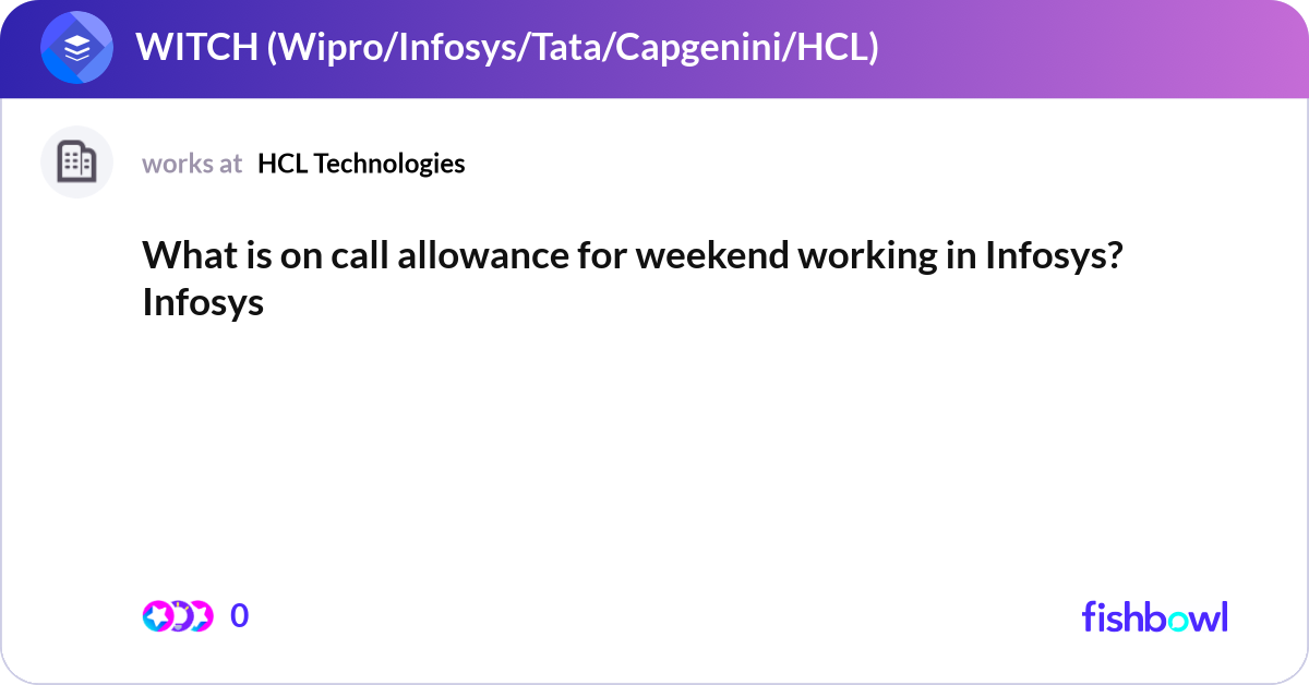 What is on call allowance for weekend working in I... | Fishbowl