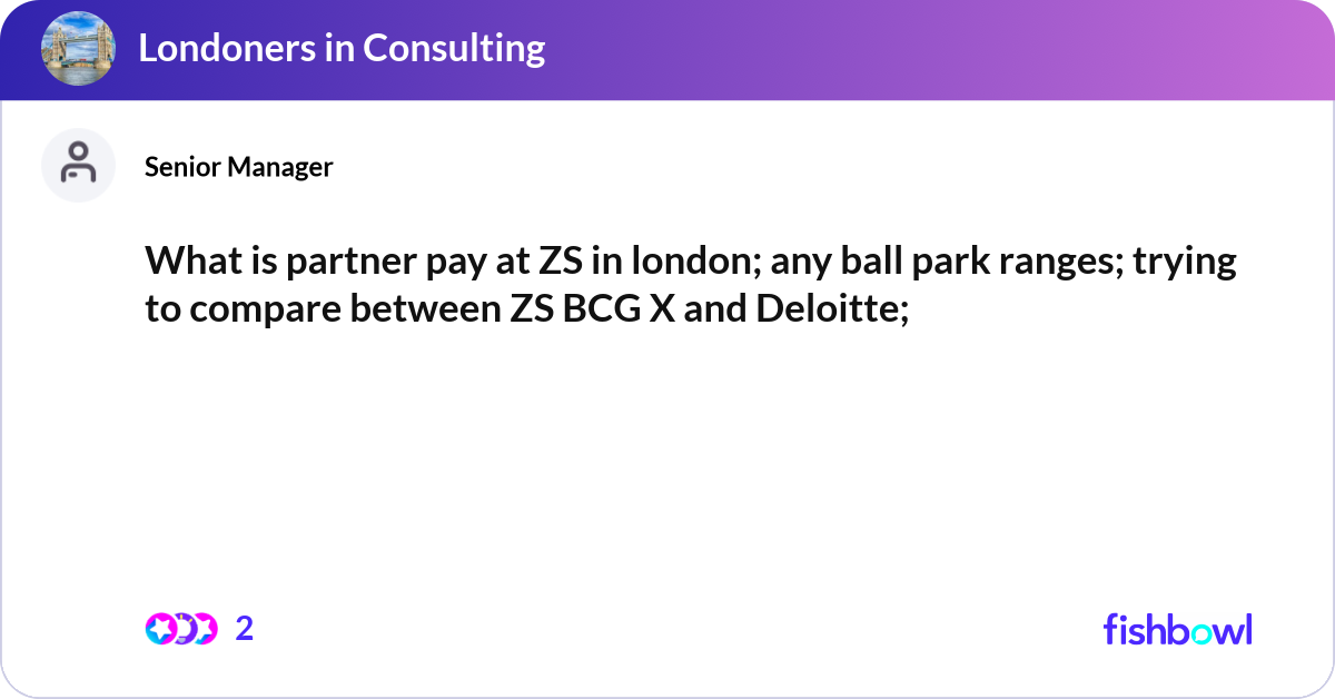 What is partner pay at ZS in london; any ball park... | Fishbowl