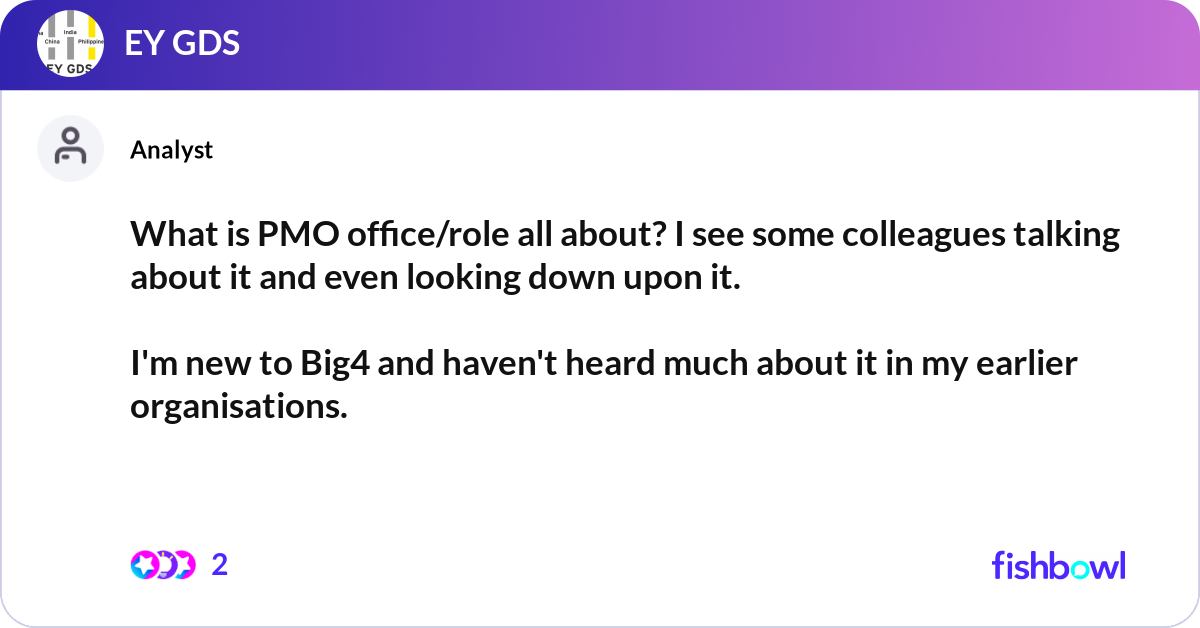 What is PMO office/role all about? I see some coll... | Fishbowl