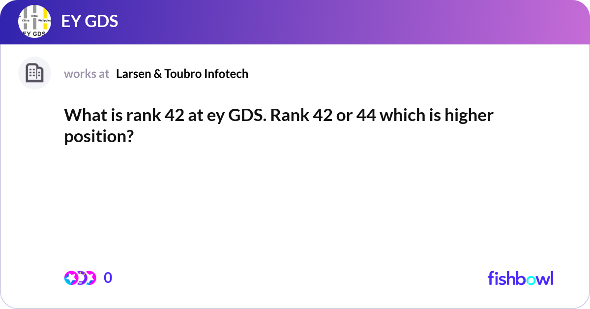 What is rank 42 at ey GDS. Rank 42 or 44 which is ... | Fishbowl