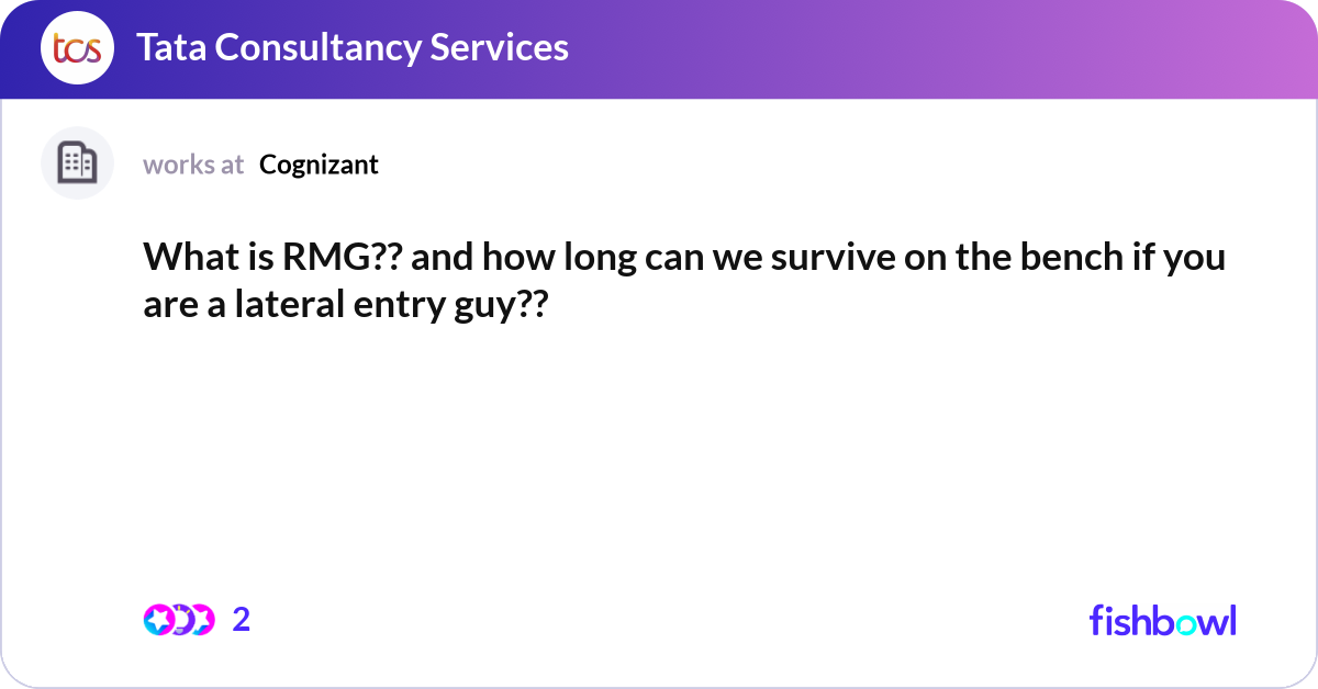 What is RMG?? and how long can we survive on the b... | Fishbowl
