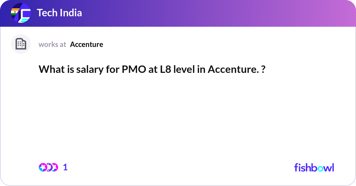 What is salary for PMO at L8 level in Accenture. ?... | Fishbowl