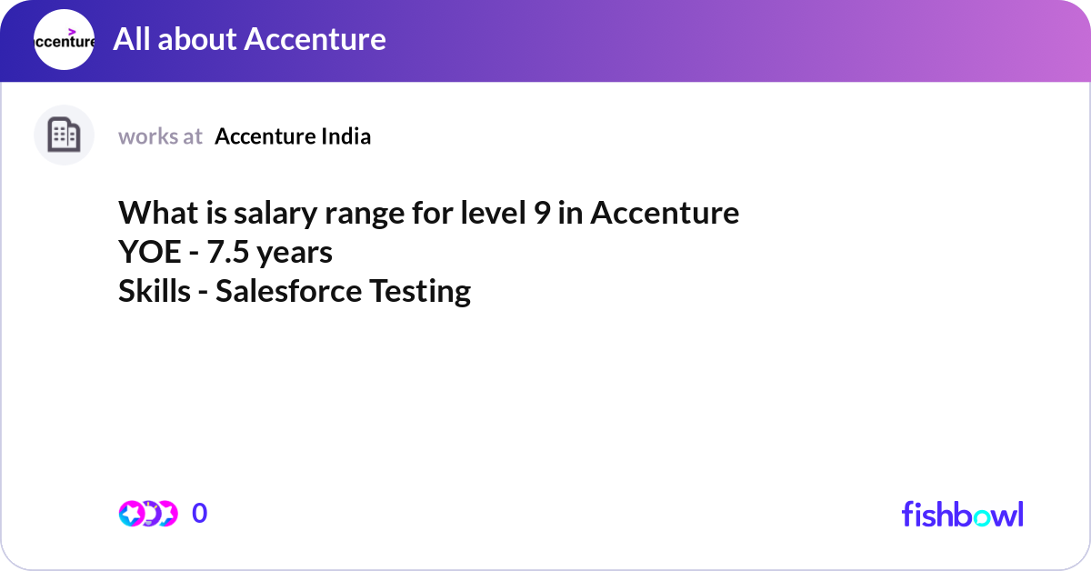 What is salary range for level 9 in Accenture YOE ... | Fishbowl