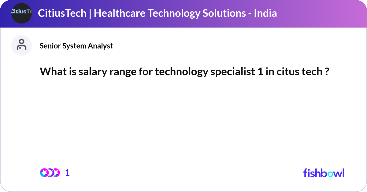 What is salary range for technology specialist 1 i... | Fishbowl