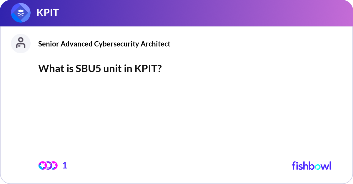 What is SBU5 unit in KPIT? | Fishbowl