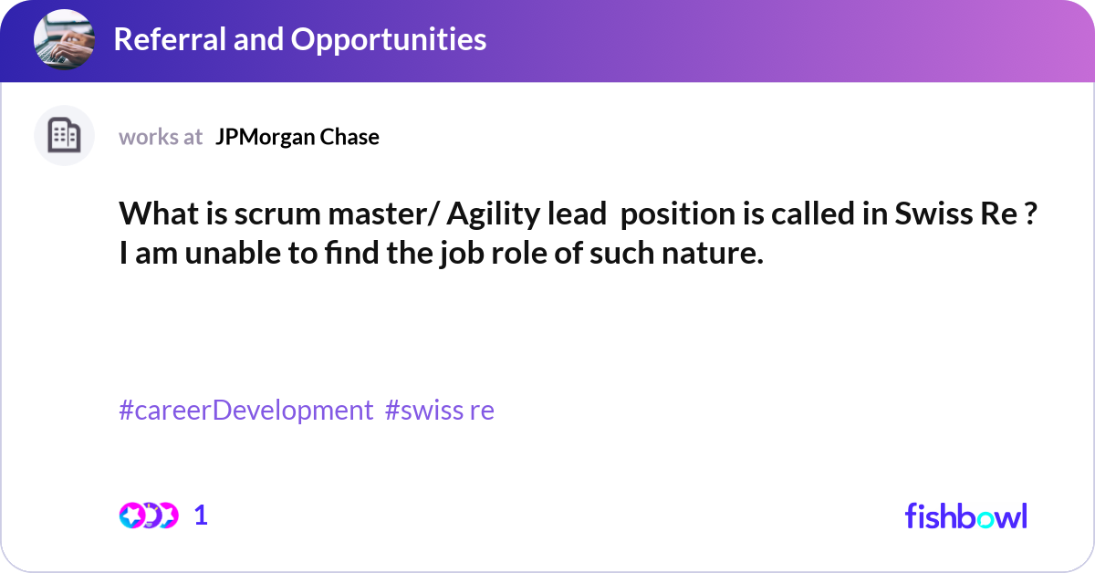 What is scrum master/ Agility lead position is ca... | Fishbowl
