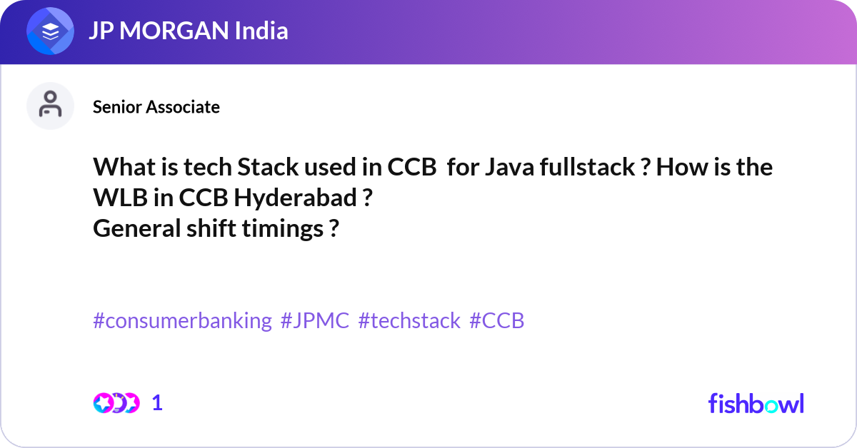 What is tech Stack used in CCB for Java fullstack... | Fishbowl