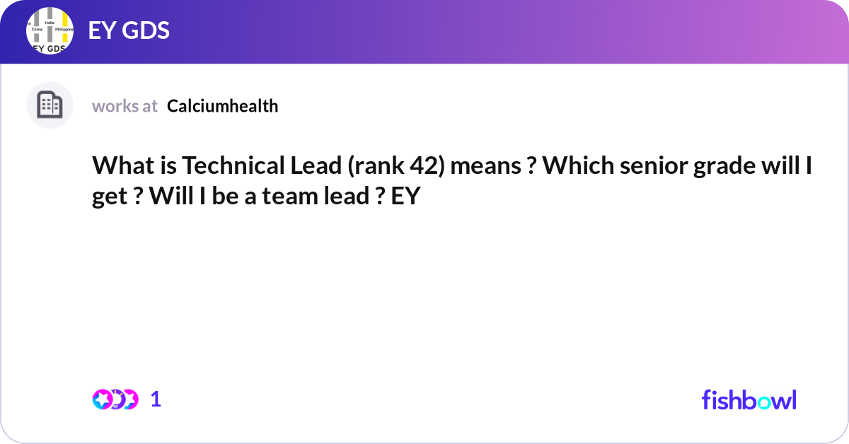 What is Technical Lead (rank 42) means ? Which sen... | Fishbowl